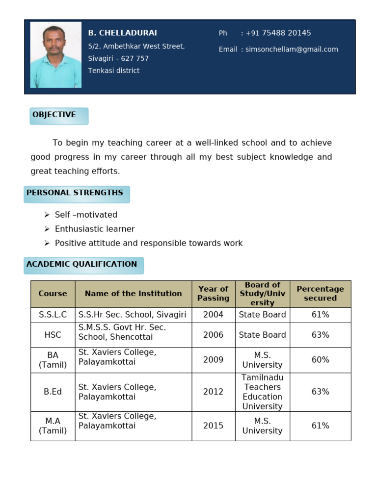 chelladurai resume | PDF | Learning | Cognition