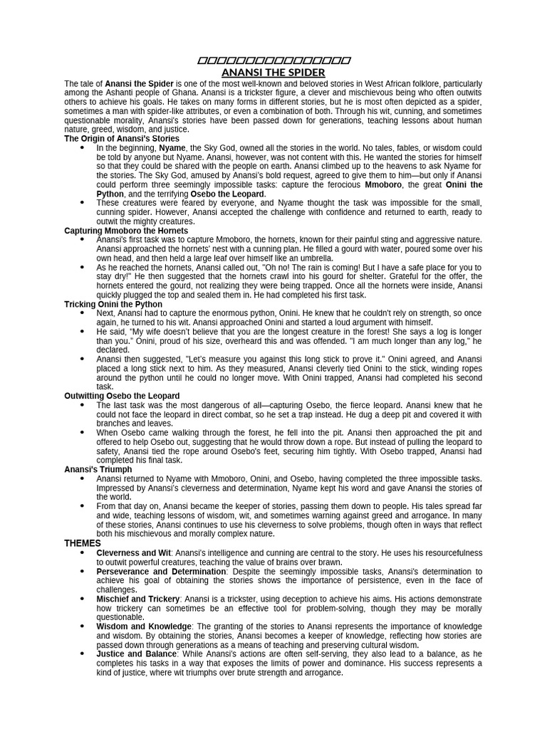 Final 11 Anansi The Spider | PDF | Anansi | Trickster