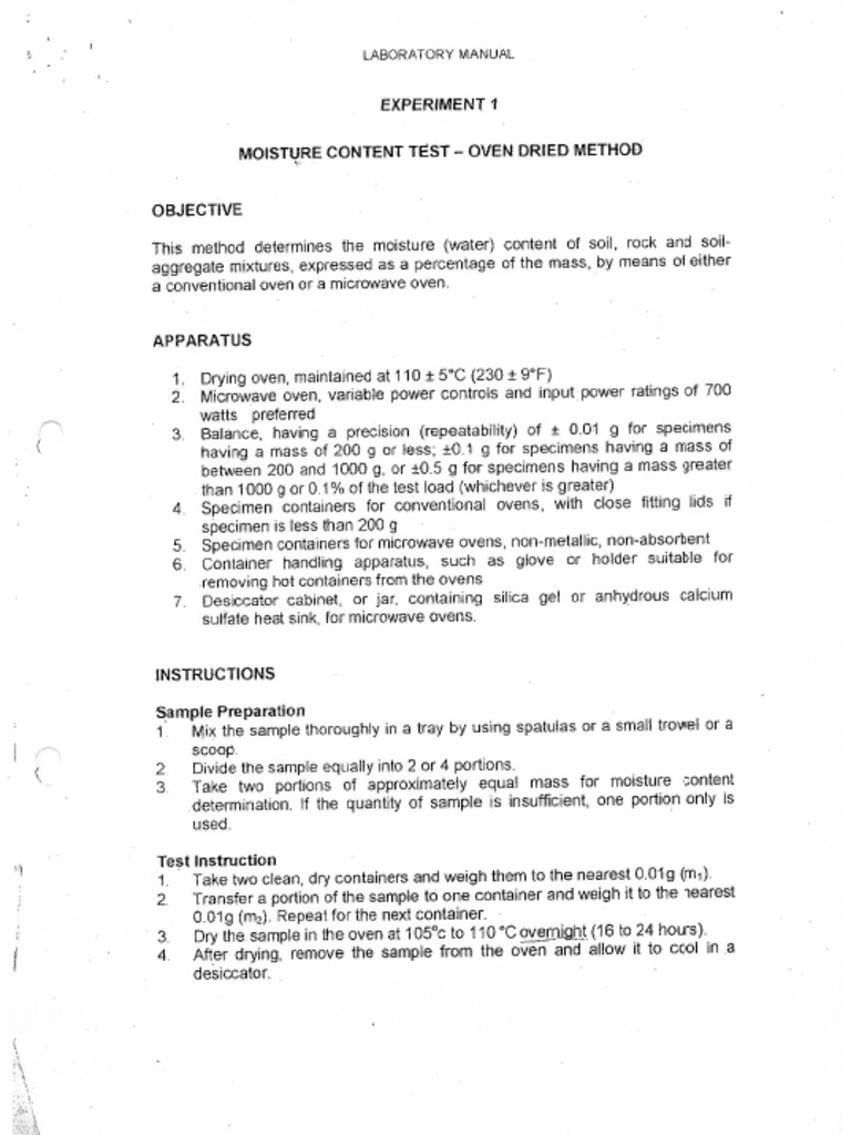 Moisture Content Test | PDF