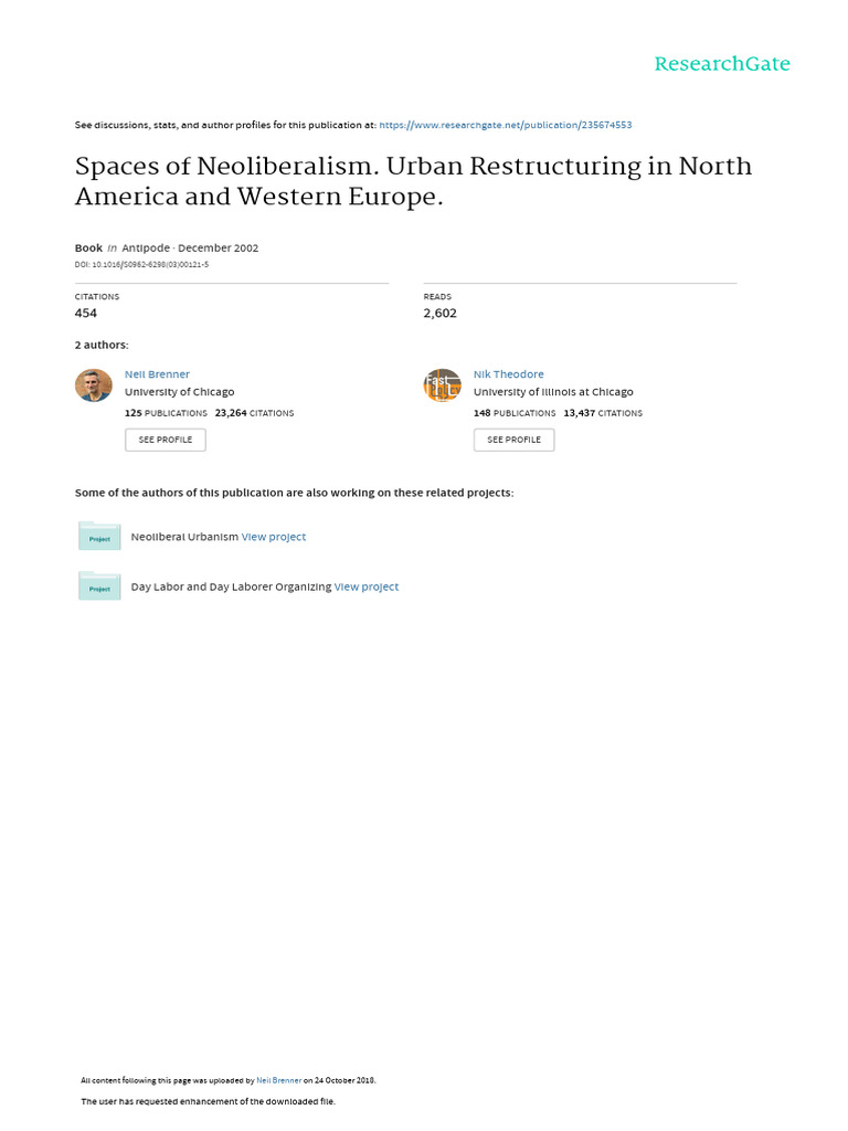 Neoliberal Urban Restructuring Analysis | PDF | Neoliberalism | Capitalism