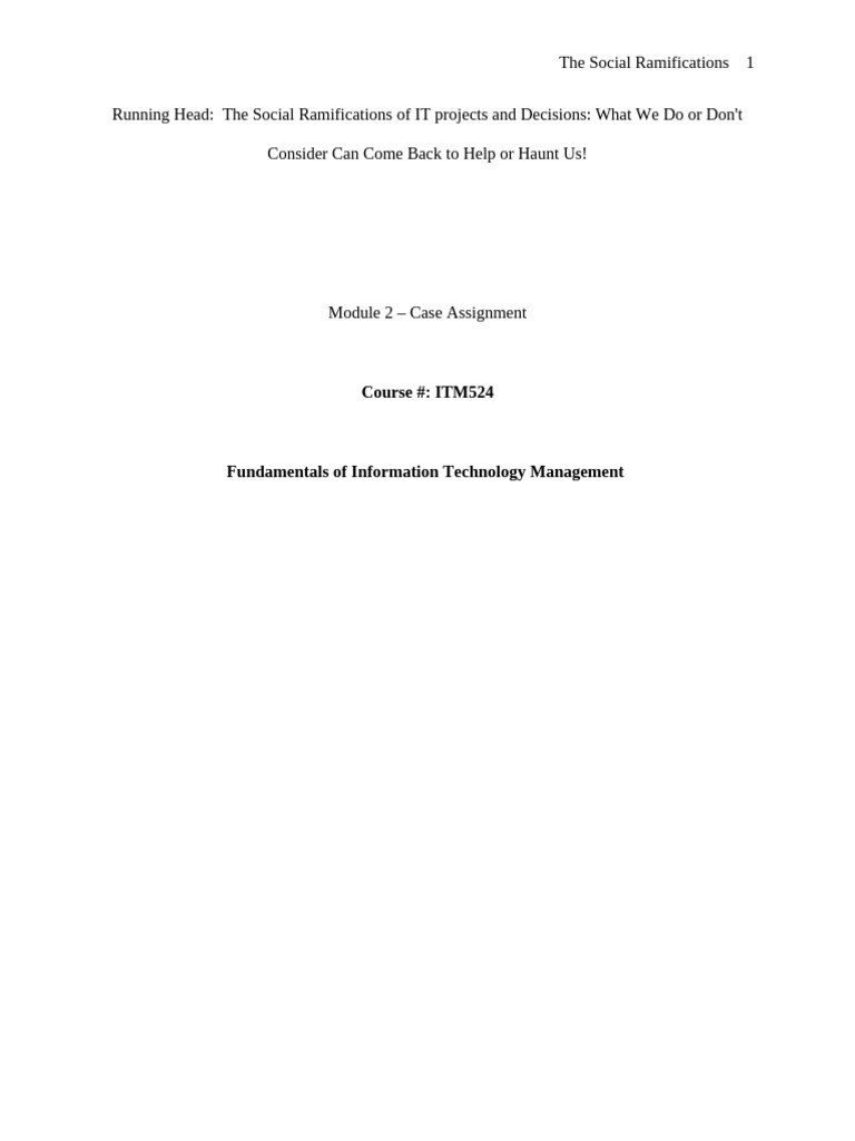 The Social Ramifications of IT Projects | PDF | Systems Theory | System