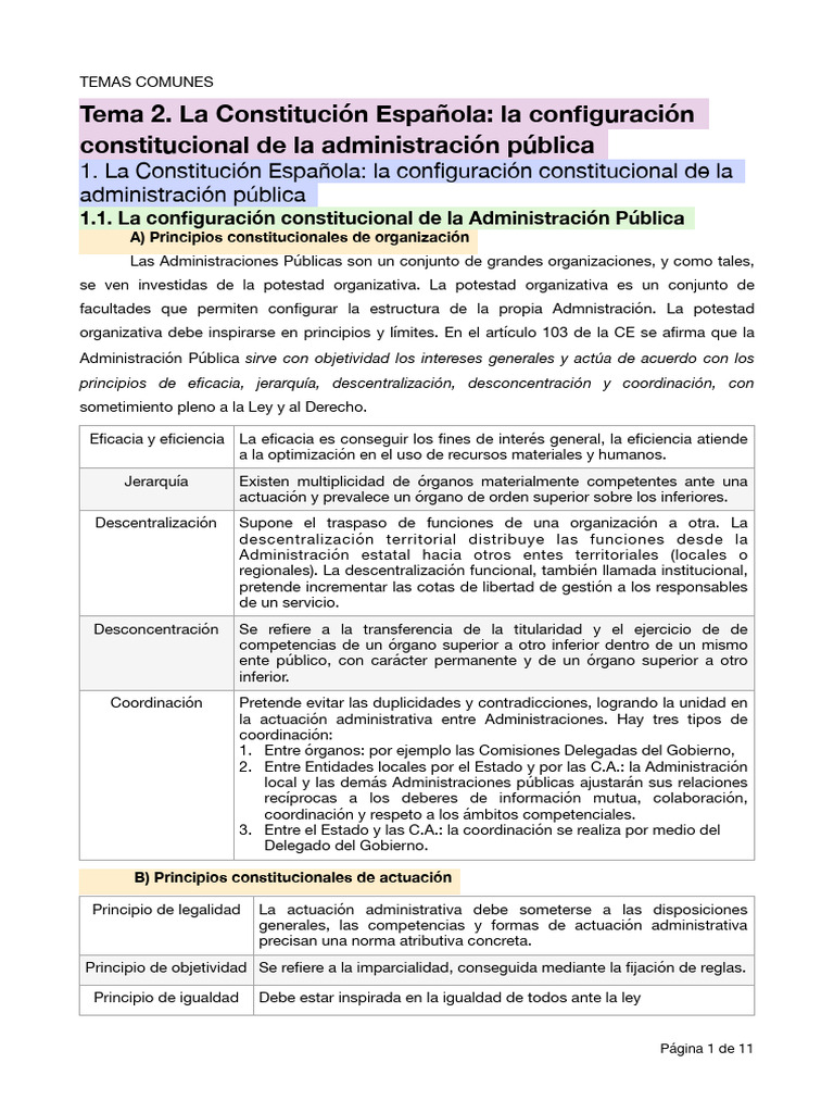 Común. Tema 2 | PDF | Administración Pública | Cortes Generales