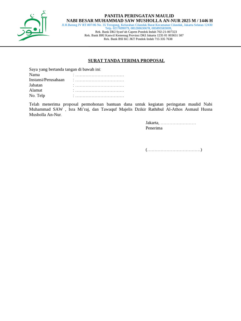 Surat Tanda Terima Proposal | PDF
