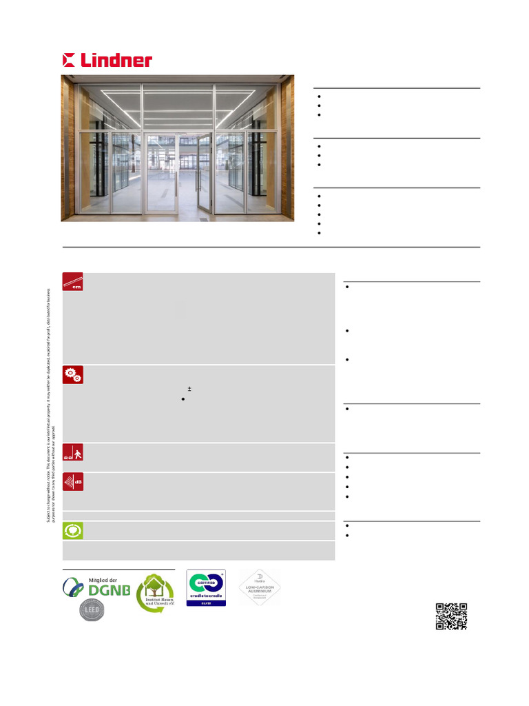 Glass Partition Specs: Lindner Life 125 | PDF | Wall | Building Technology