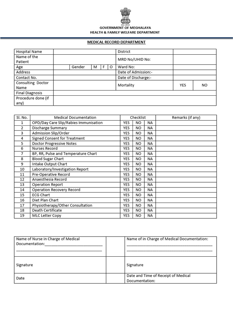 21-Medical_Record_Department_Checklist | PDF | Medical Specialties ...