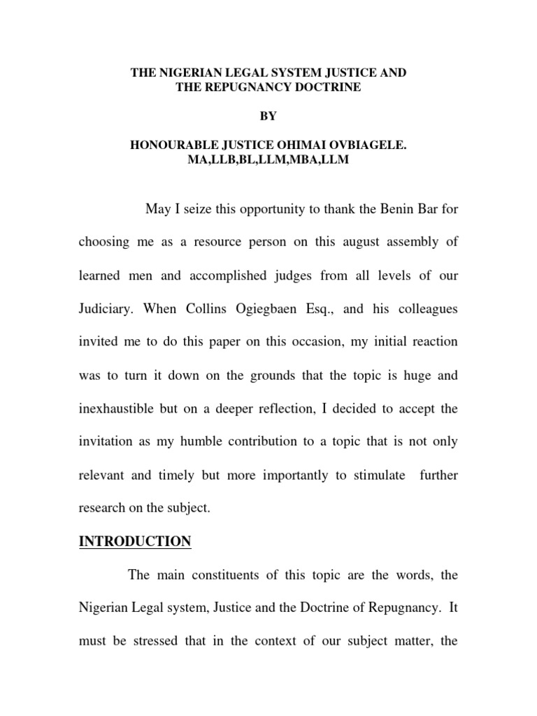 Nigerian Legal System and Repugnancy Doctrine | PDF | Common Law | Sharia