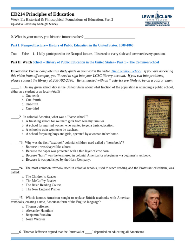 Study Guide 11 - History and Philosophy of Education - Online - 1800 ...