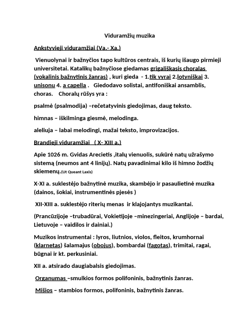 Viduramziu Teorija 1kl Docx (2) | PDF