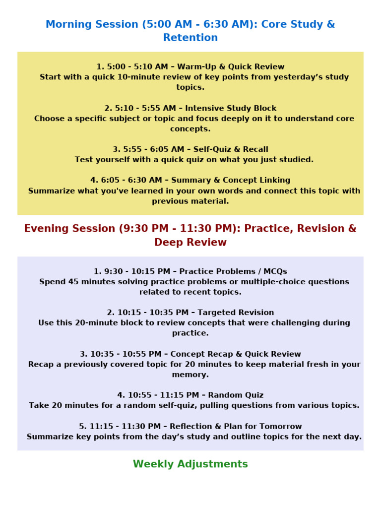 PSC Study Timetable Overview | PDF