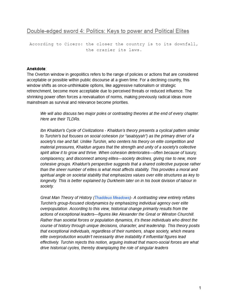 4th Double-Edged Sword of Politics - Keys To Power and Political Elites ...