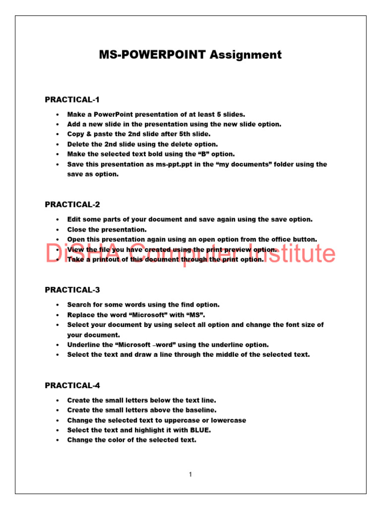 MS-POWERPOINT Assignment | PDF | Microsoft Power Point | Computing