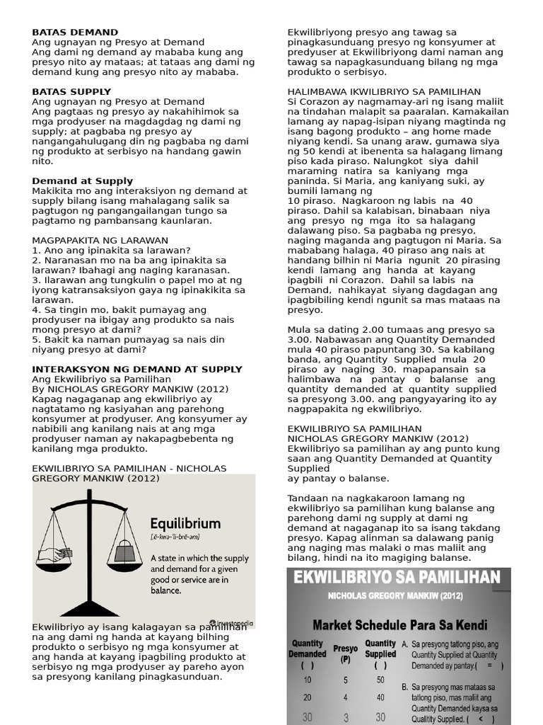 Interaksyon NG Demand at Supply | PDF