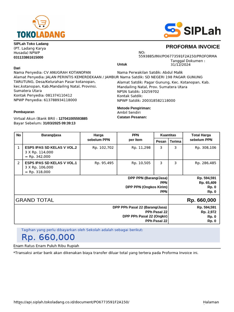 Proforma Invoice Po6773591f2a150 | PDF