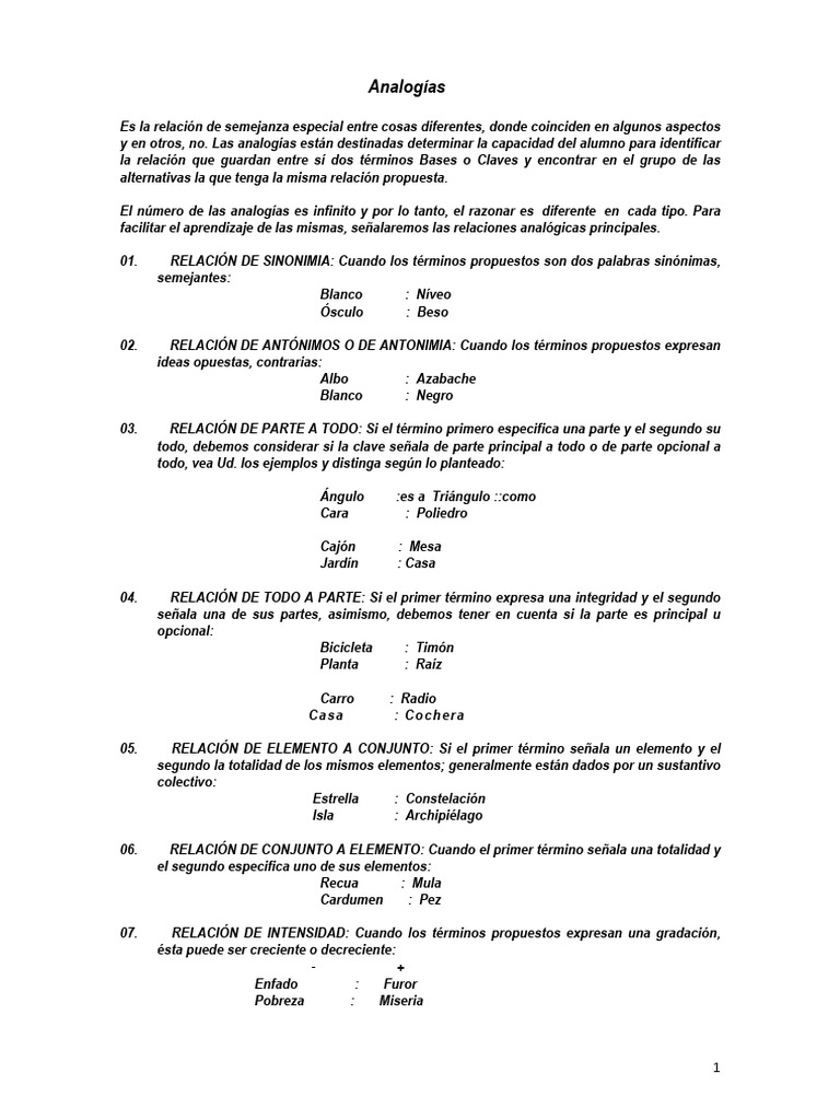 Analogías ejemplos 2 | PDF