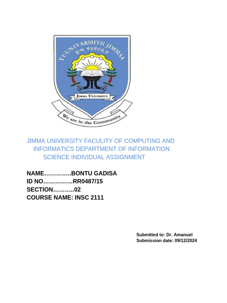 BONTU GADISA | PDF | Information Science | Information