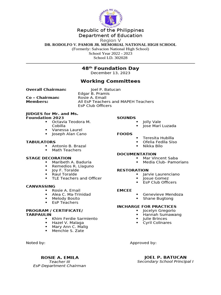 Working Committee Foundation Day | PDF