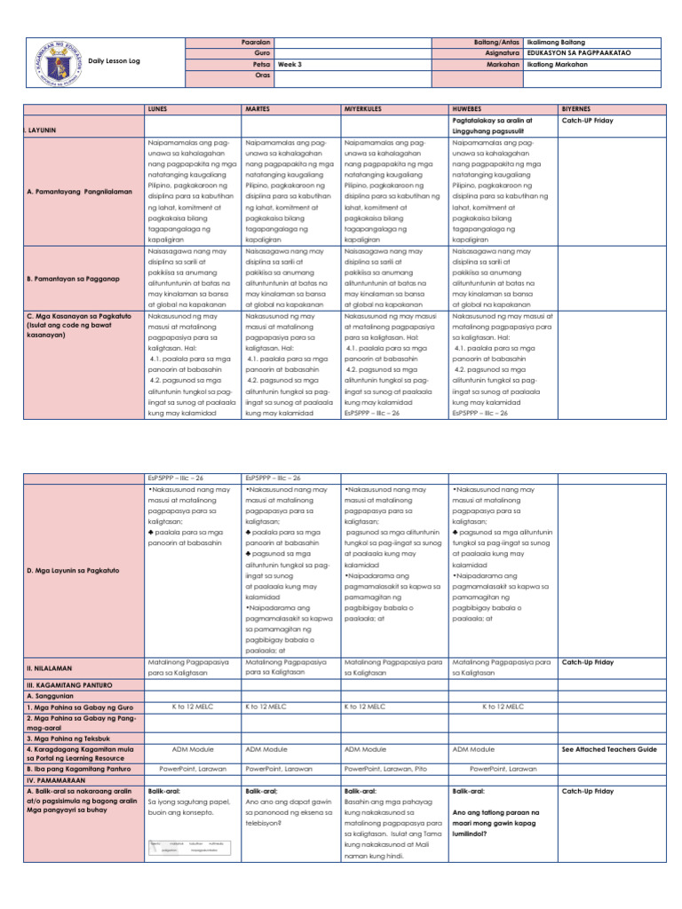 DLL Week 3-Q3 Esp | PDF