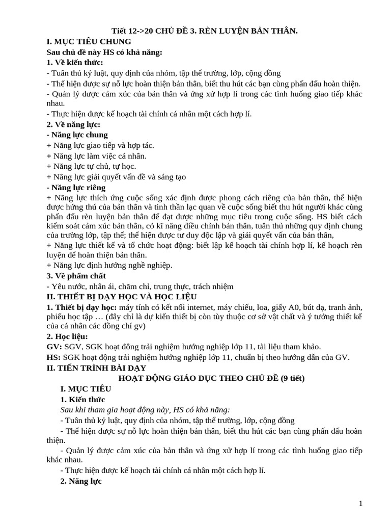 Dgcđ (t12-20) Cđ3 Rèn Luyện Bản Thân | PDF