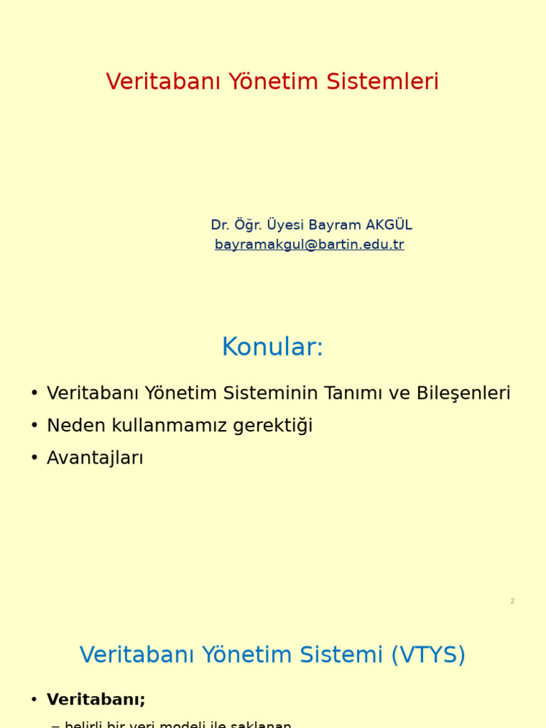 BSM303 2 VTYS Bilesenler | PDF