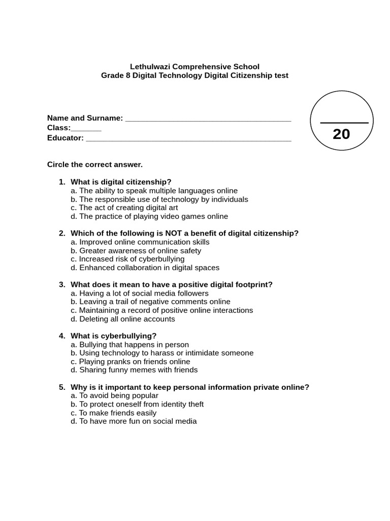 Digi Tech Grade 8 T3 Task | PDF | Cyberbullying | Social Media