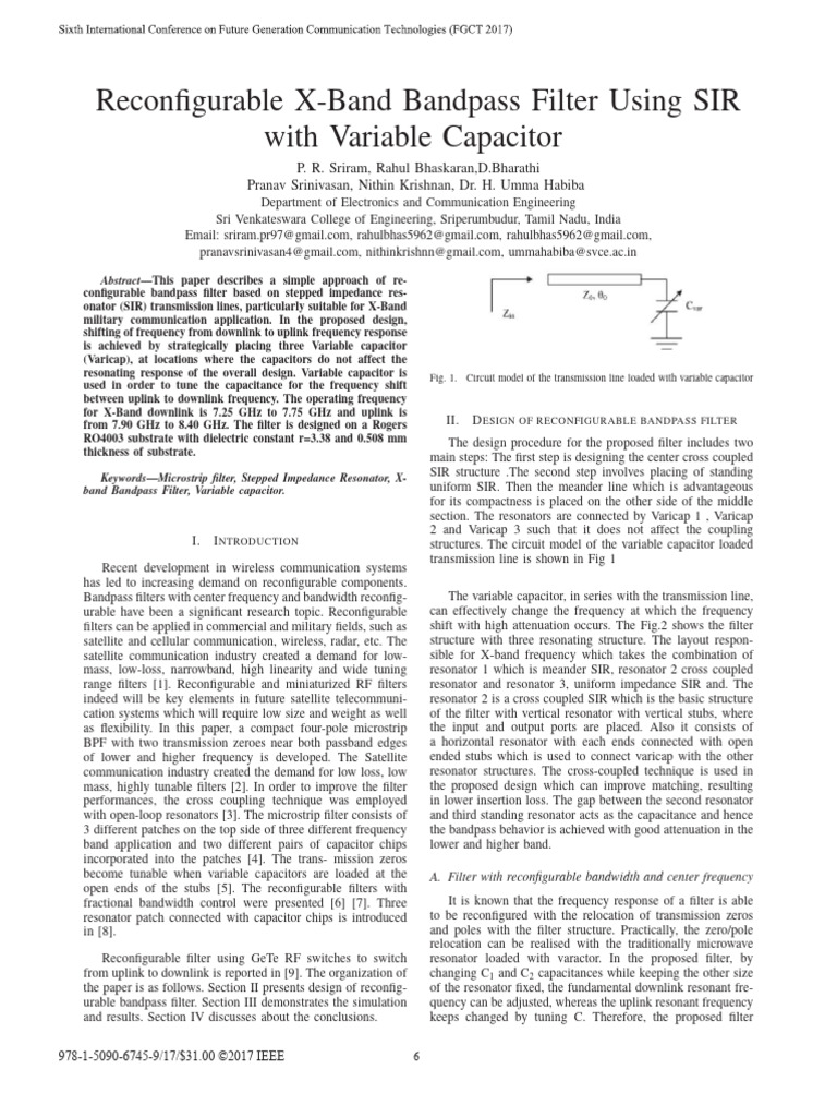 +2017 - Reconfigurable - X-Band - Bandpass - Filter - Using - SIR ...