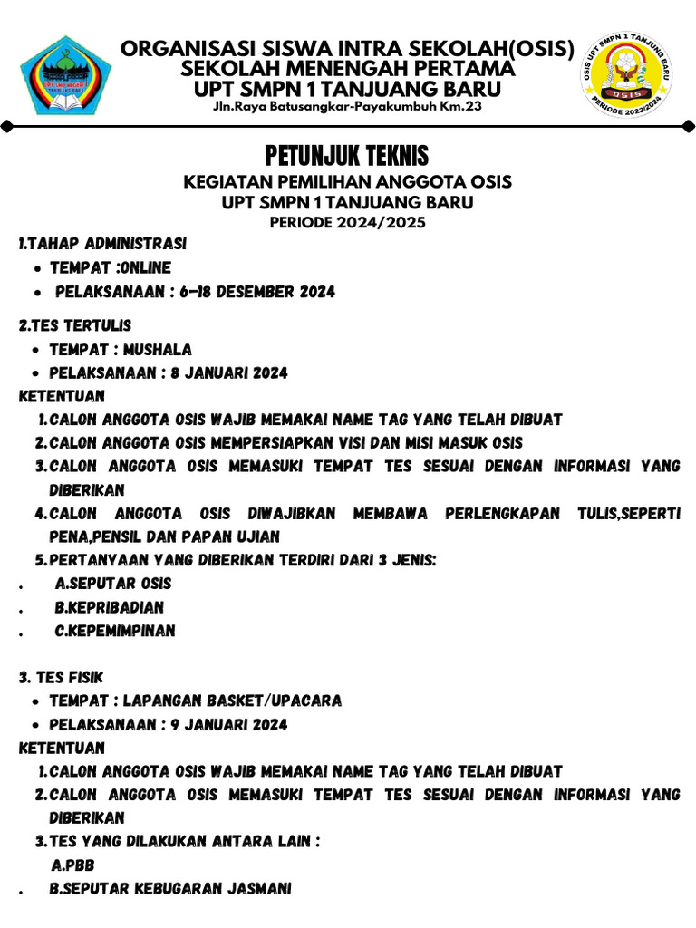 JUKNIS SELEKSI OSIS | PDF