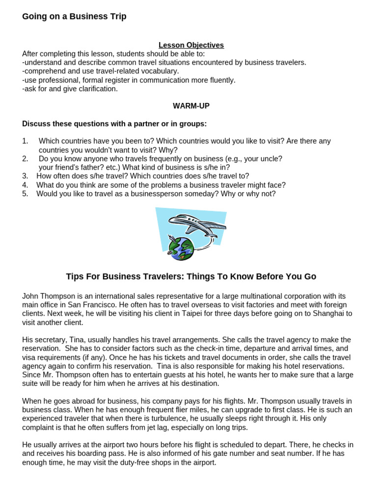 Essential Tips for Business Travelers | PDF