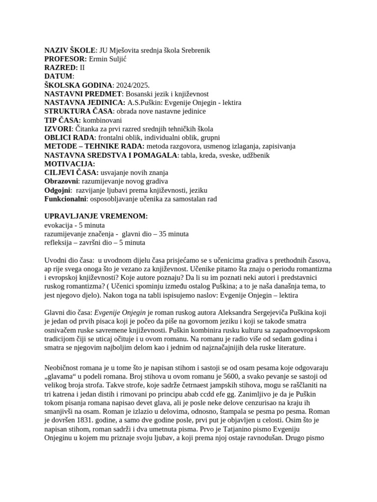 Evgenije Onjegin - Lektira | PDF