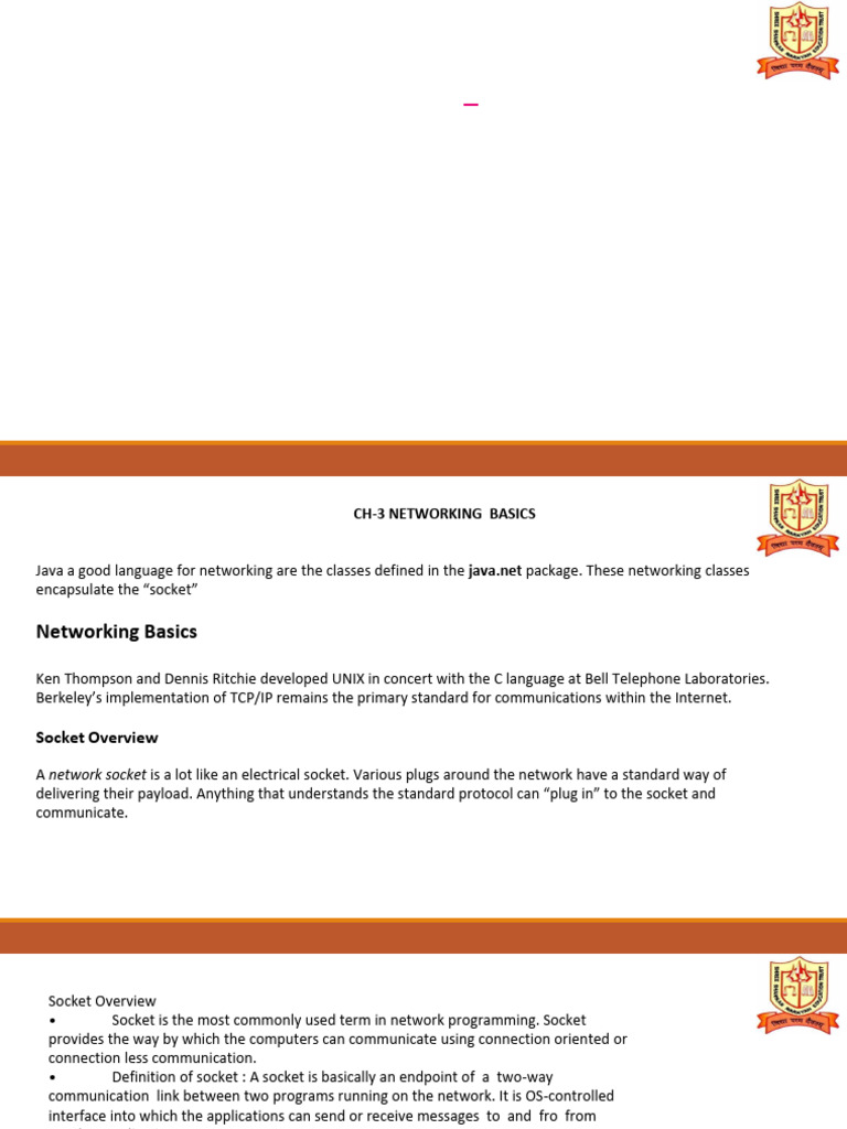 UNIT IV NETWORKING BASICS | PDF | Port (Computer Networking) | Network Socket