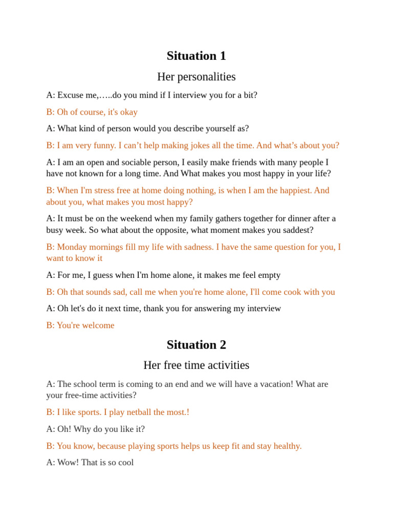 Speaking Situation | PDF