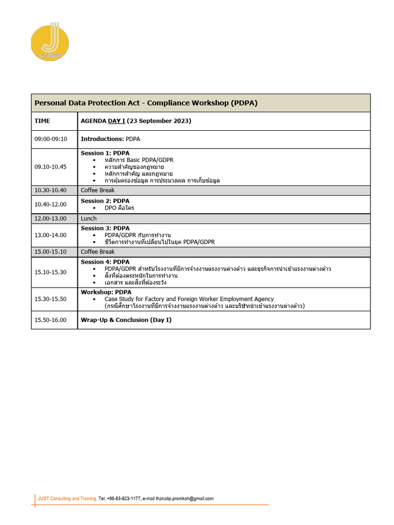 Agenda-PDPA-1 Day | PDF