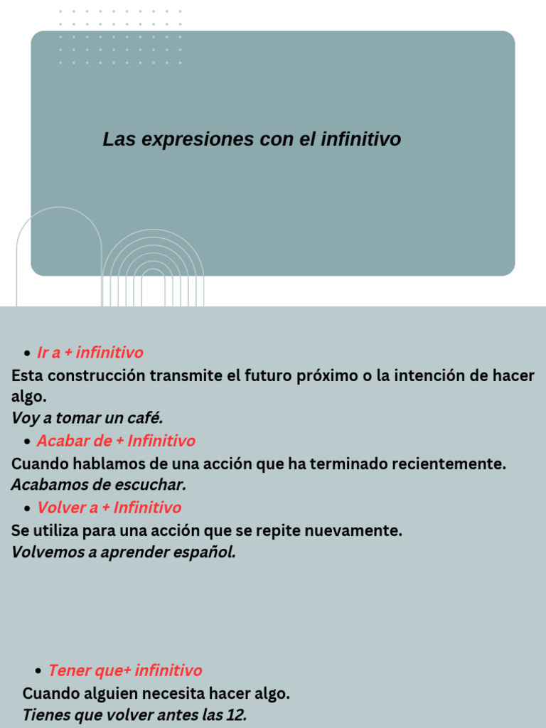 Expresiones Con El Infinitivo | PDF