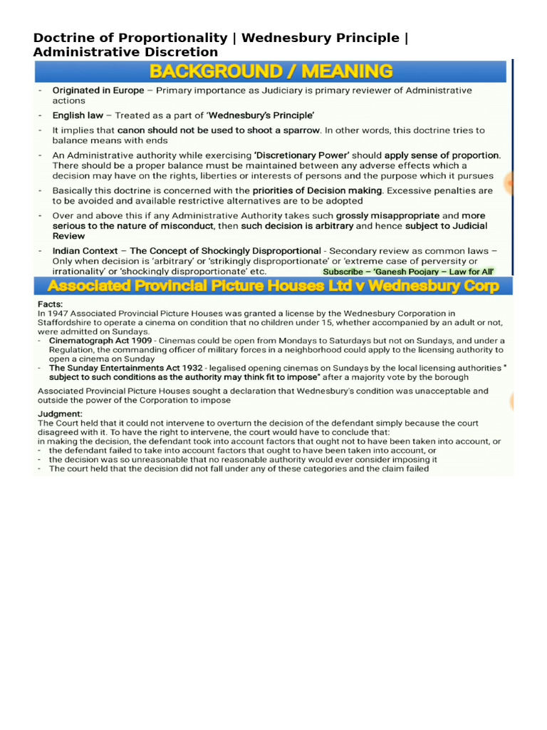 7-07: 9-11 - Indian Context Doctrine of Proportionality - Wednesbury ...