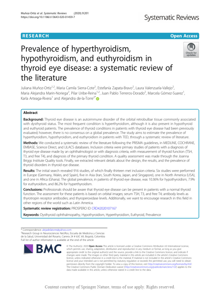 Prevalence of Hyperthyroidism Hypothyroidism and e | PDF ...