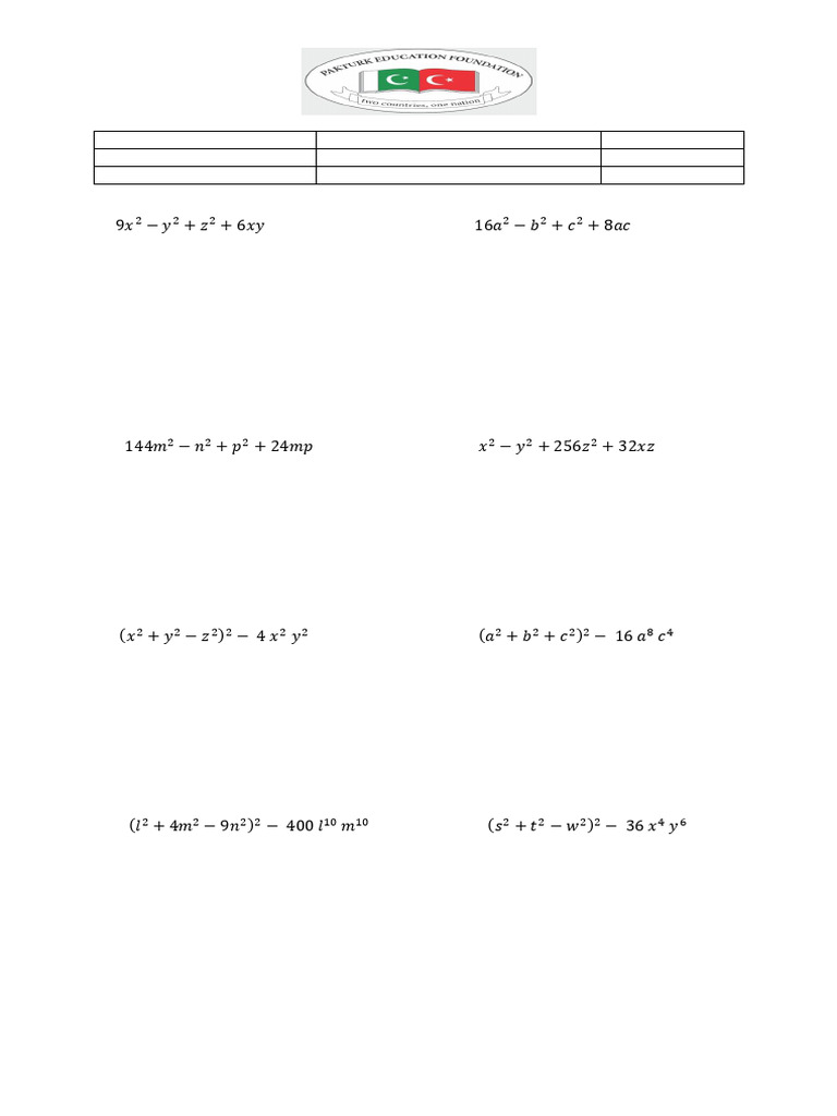 Class 10 Math Factorization Worksheet | PDF