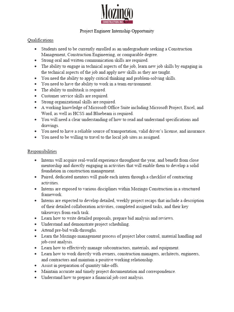 Internship-Job-Description | PDF | Internship | Job Hunting