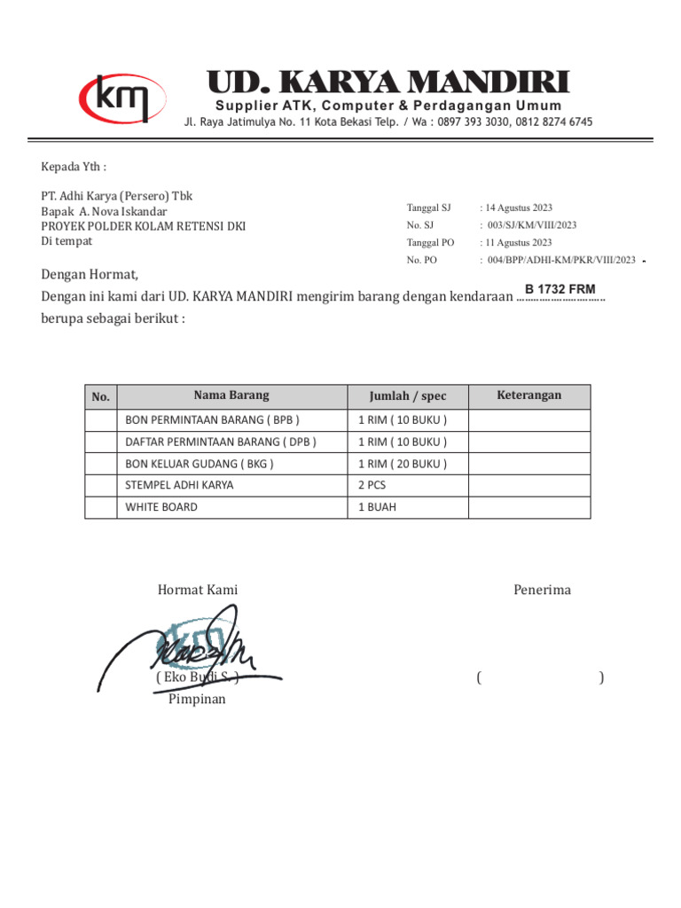 BPP 004 - Surat Jalan Nota BPB - KM | PDF