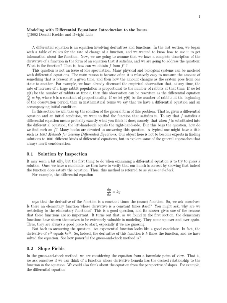 Modeling With Differential Equations | PDF | Equations | Tangent