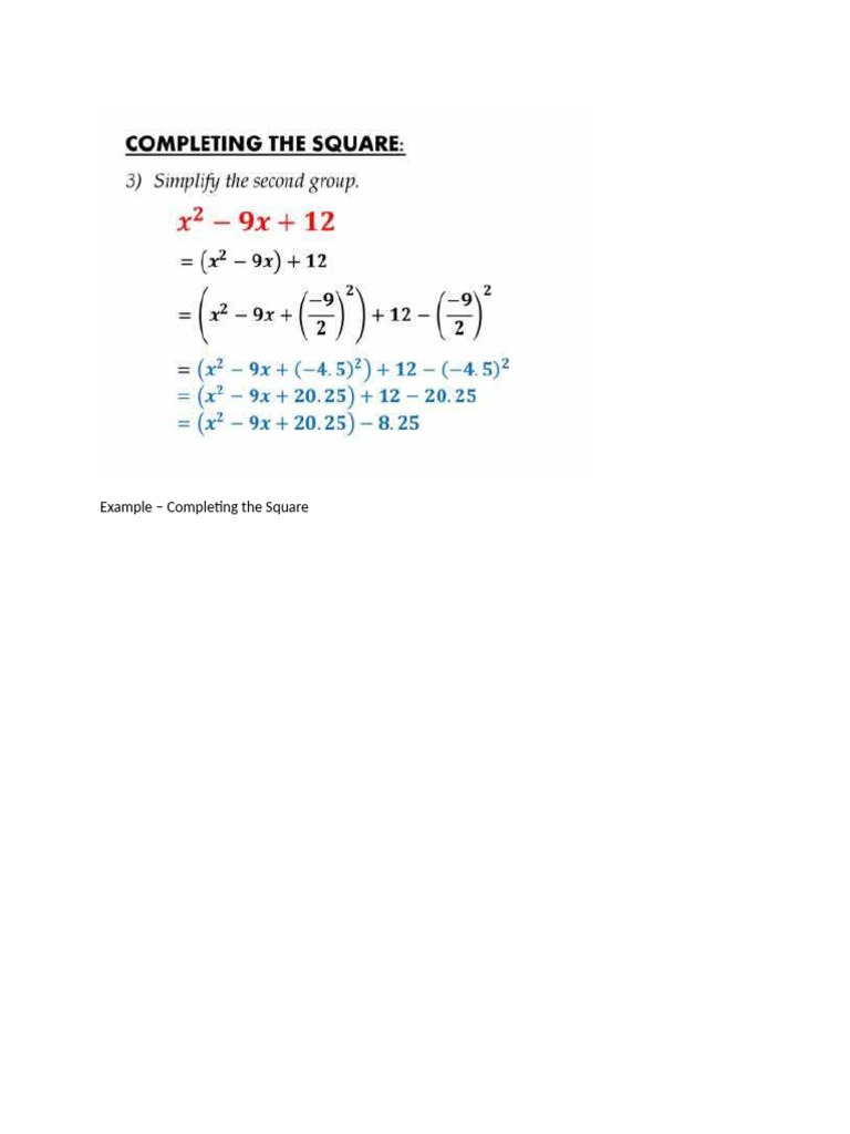 Completing the Square | PDF
