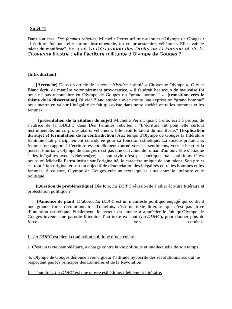 Corrigé Des Sujets de Dissertation DDFC | PDF | Parodie | Révolutions