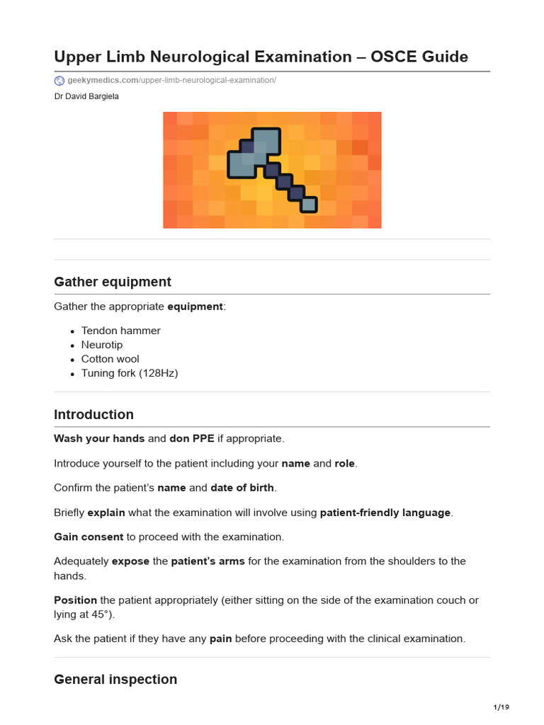Upper Limb Neuro Exam Guide | PDF | Anatomical Terms Of Motion | Arm
