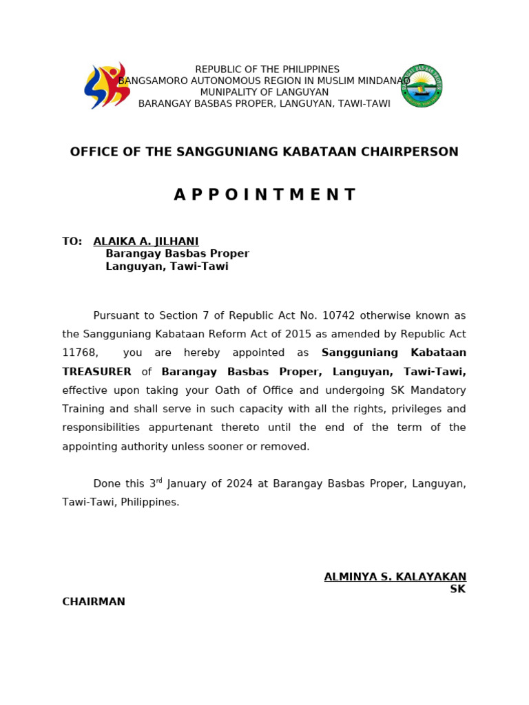 SK Appointment | PDF