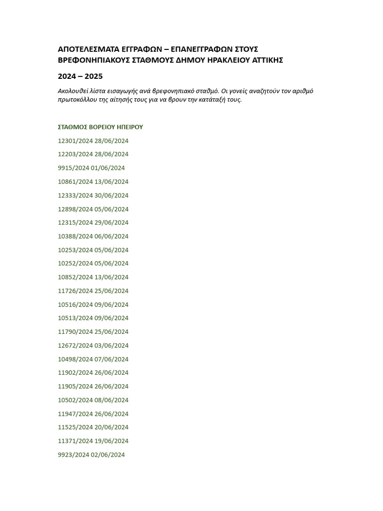 ΑΠΟΤΕΛΕΣΜΑΤΑ ΕΓΓΡΑΦΩΝ ΠΑΙΔΙΚΟΙ 2024 | PDF