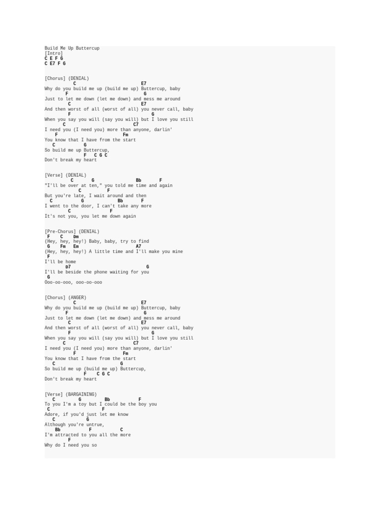 Build Me Up Buttercup Chords | PDF | Song Structure | Songs