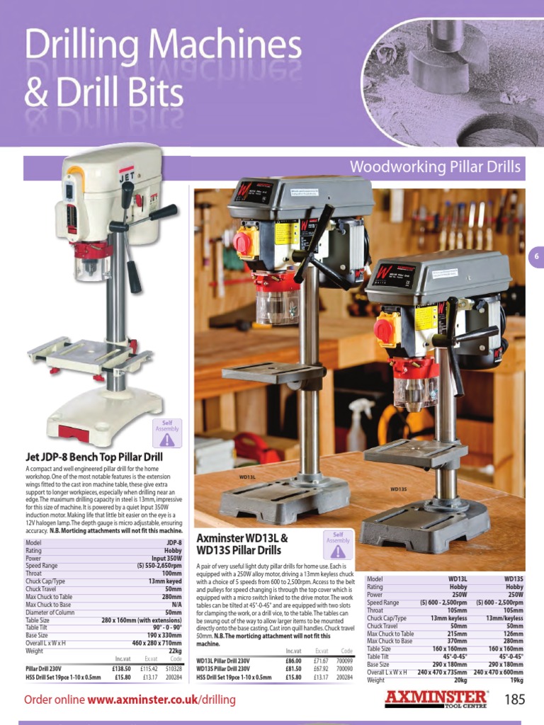 Axminster Pillar Drill Overview | PDF | Drill | Drilling