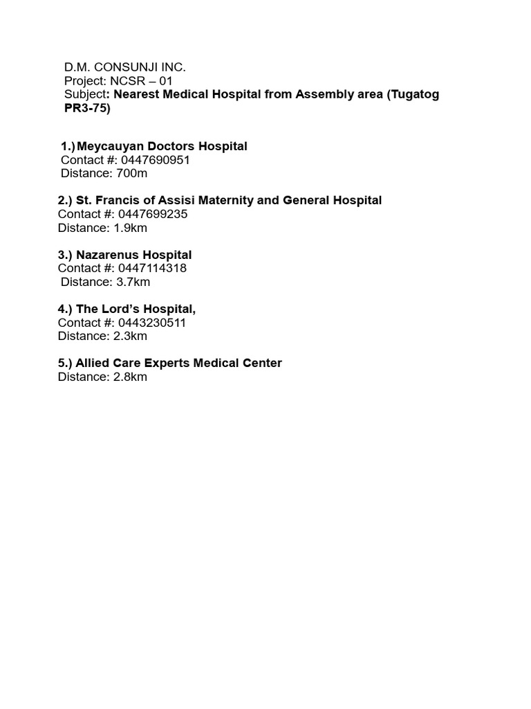 Nearest Hospital | PDF