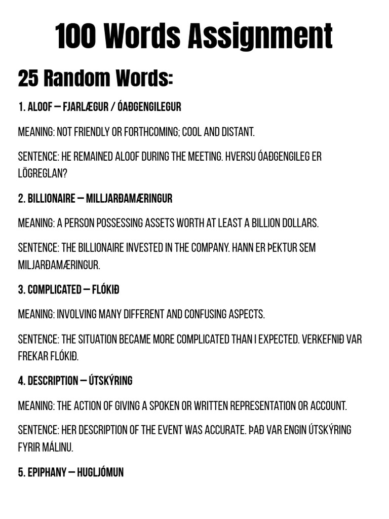 100 Words Assignment | PDF | Cinematography