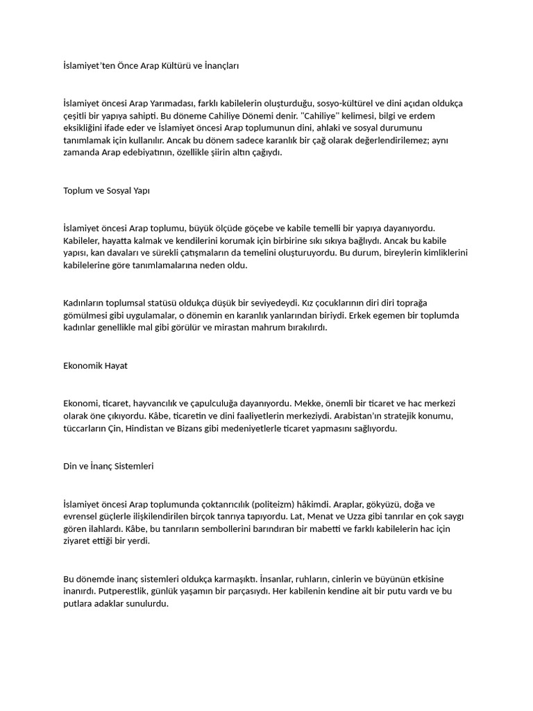 İslamiyet Öncesi Arap Tarihi | PDF