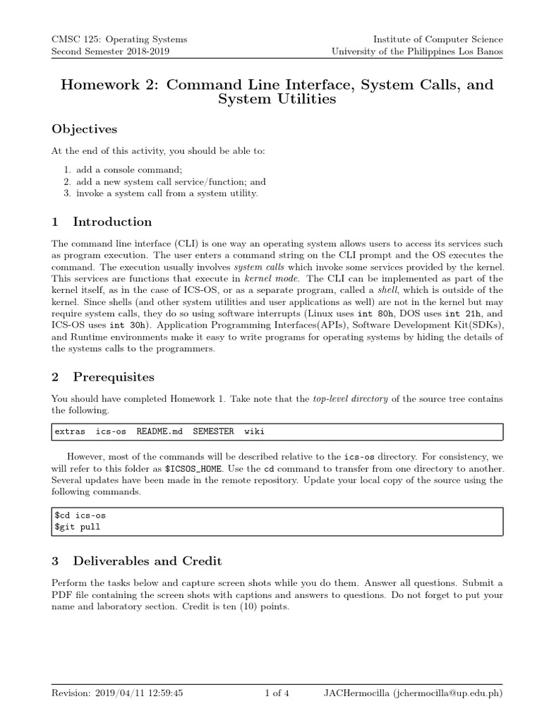 hw2 | PDF | Command Line Interface | Operating System