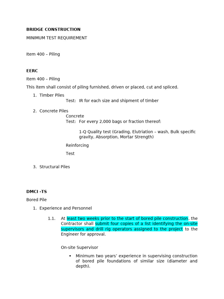 BRIDGE CONSTRUCTION | PDF | Deep Foundation | Casing (Borehole)